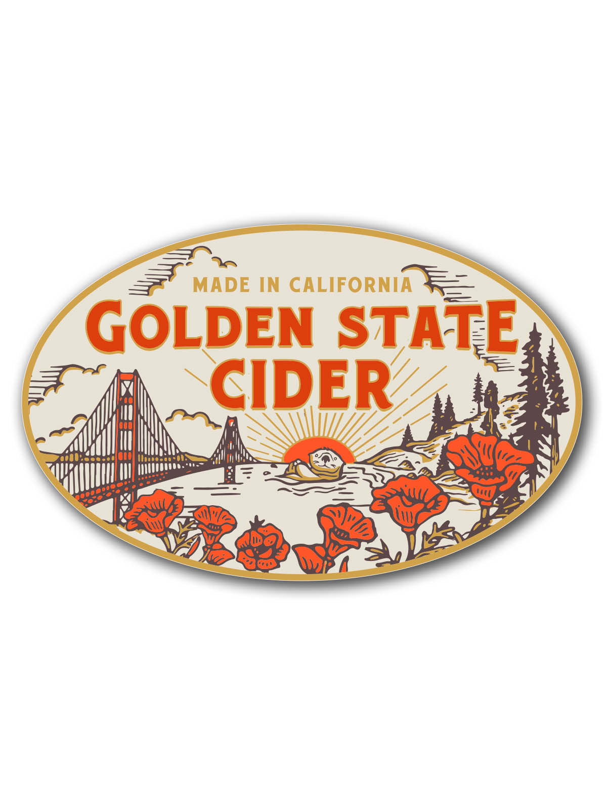 Golden State Cider Sticker - Travel Agent Apparel Souvenir Shop